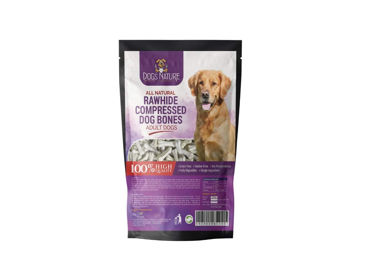 DogsNature All Natural Rawhide Compressed Dog Bones for Adult Dogs ...
