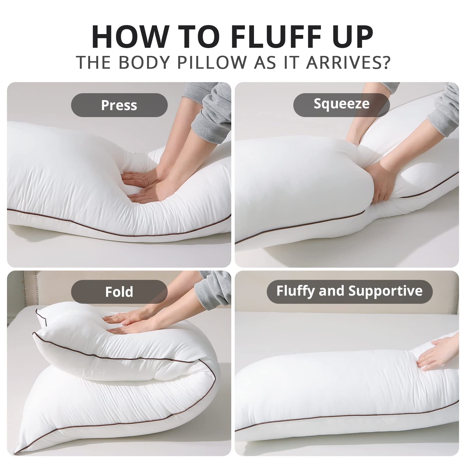 HUXMEYSON Body Pillow with Satin Pillowcase, Cooling Body Pillows for ...