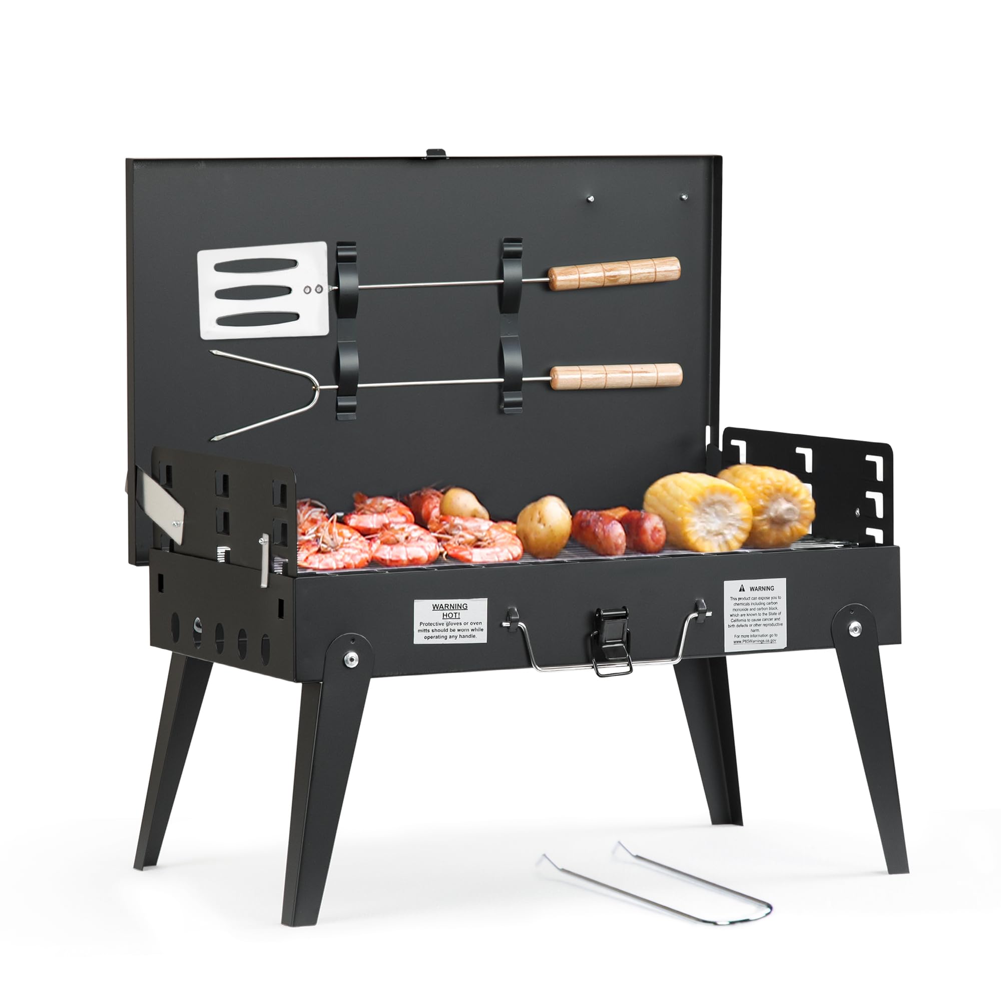 Amazon.com: MASTER COOK Portable Charcoal Grill, Foldable BBQ Grill Kit ...