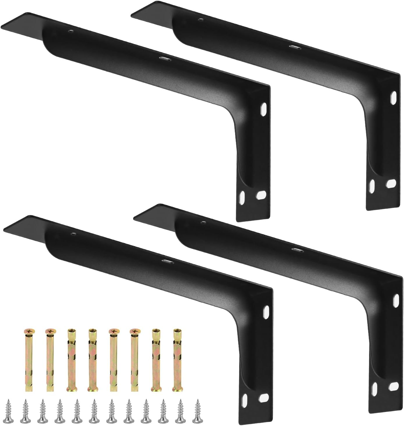 QWORK® 4 Pack Heavy Duty Shelf Bracket - 11.5 x 6 x 2 Inch - Solid ...