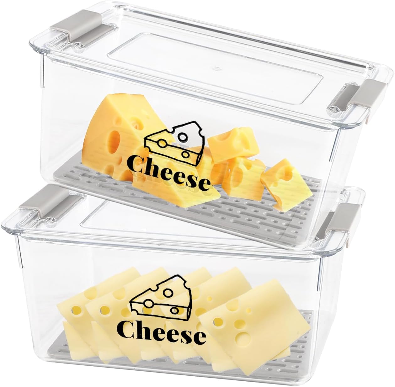 Gzsekken Cheese Storage for Fridge,2 Pack Airtight Cheese Container and ...