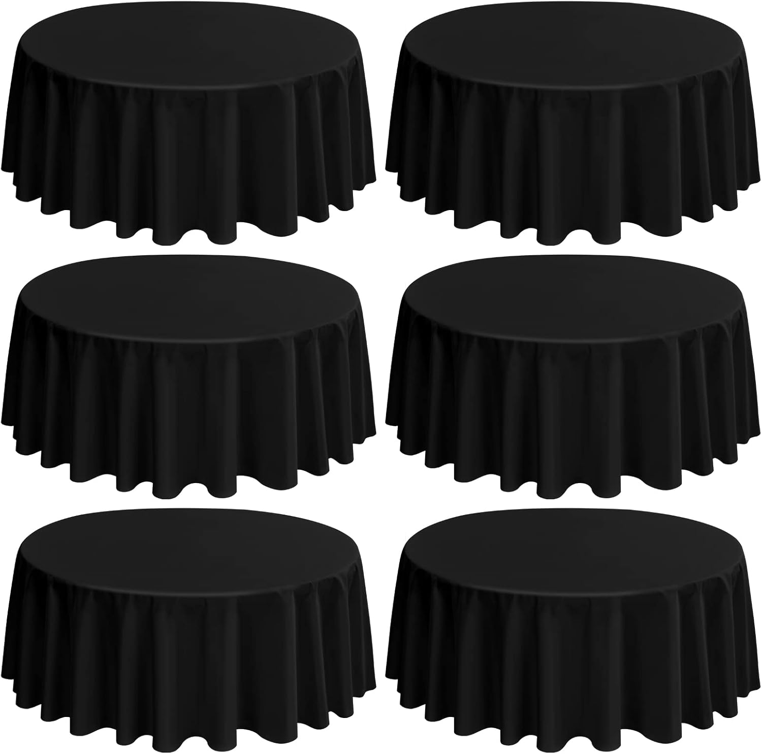 6 Pack Round Tablecloths - 90 Inch, Black Polyester Table Cover for ...