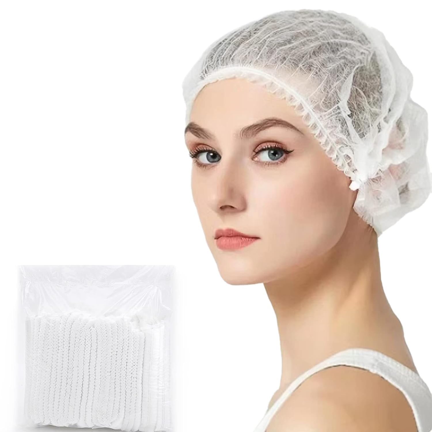 Voarge 100 Pack Disposable Hairnets, Non Woven Hygiene Hair Nets Covers ...