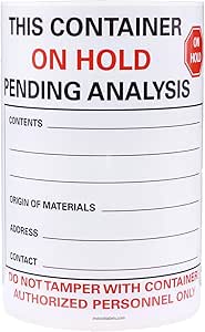 Amazon.com : Container On Hold Pending Analysis Labels - Hazardous ...