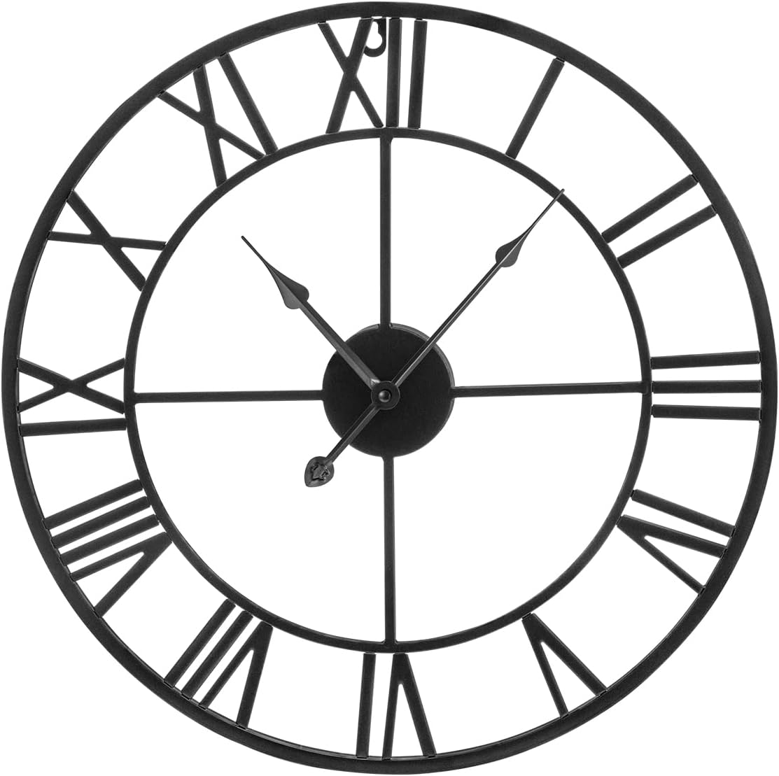 Shoze Large Wall Clock 47CM Metal Vintage Large Black Wall Clock Round ...
