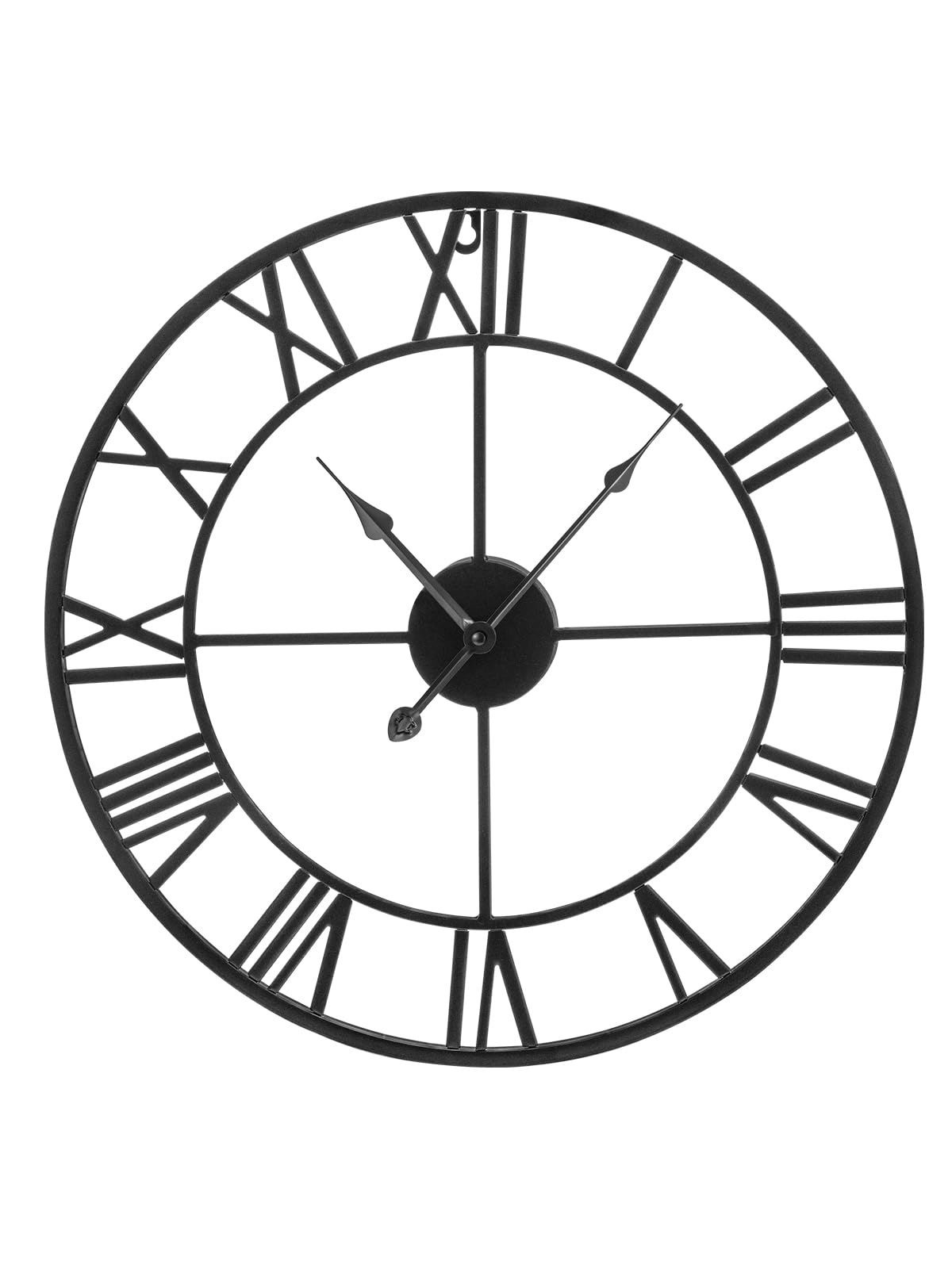 Shoze Large Wall Clock 47CM Metal Vintage Large Black Wall Clock Round ...