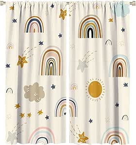 Amazon.com: Girls Rainbow Window Curtains, Girls Rainbow Window ...
