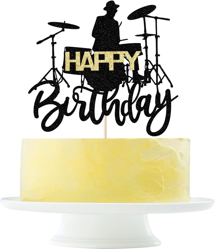 Amazon.com: Gold and black flash Happy Birthday Cake Topper Decorations ...