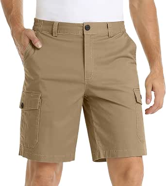 Mens Shorts Casual Flat-Front Multi Pockets Cargo Shorts Stylish ...