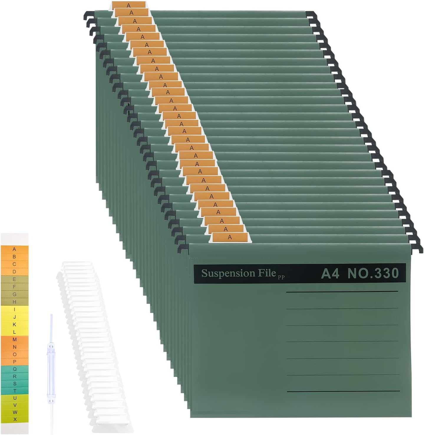 A4 Suspension Files(30 Pack,Green),Polypropylene Filing Cabinet ...