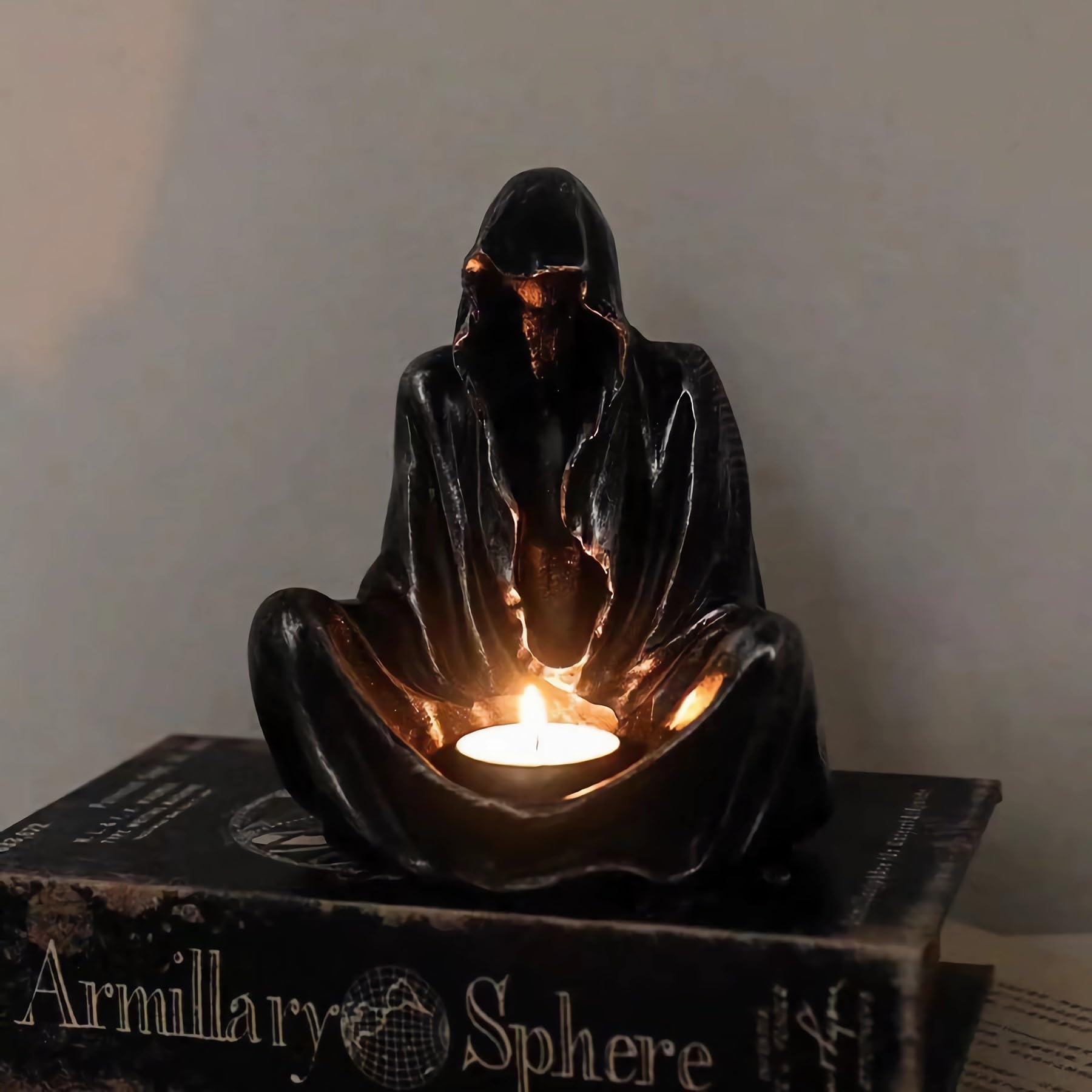 Snapklik.com : Black Reaper Sitting Statue, Creeper Resin Death Robe ...