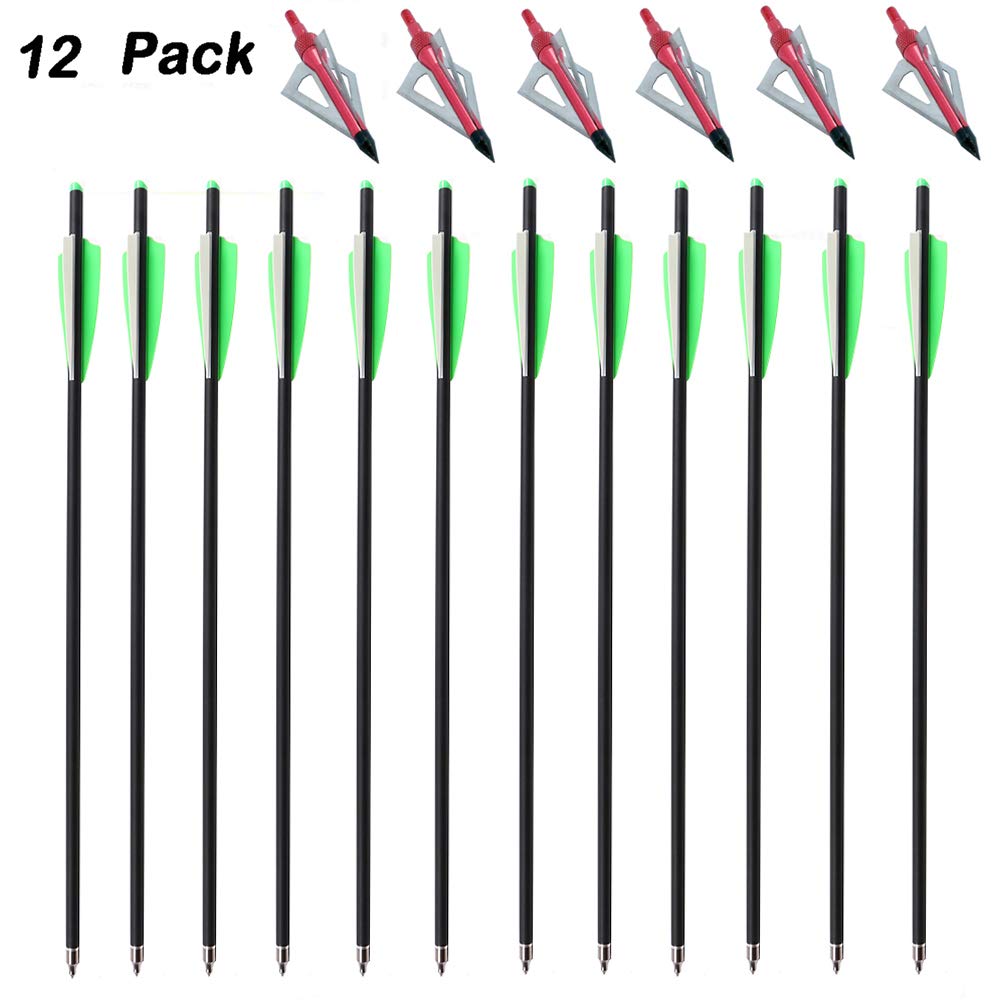 Buy TOPARCHERY 12pcs 20inch Carbon Crossbow Arrows Crossbow Bolts with 4inch Vanes and 12pcs 3 ...