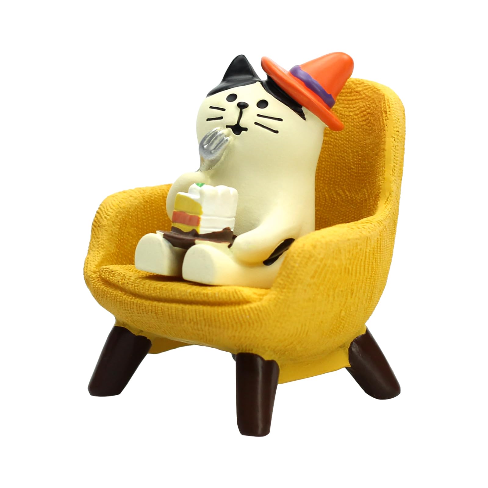 Amazon.com: RAQWI Cute Mini Cat Eating Cake Figurine Resin Cat for ...