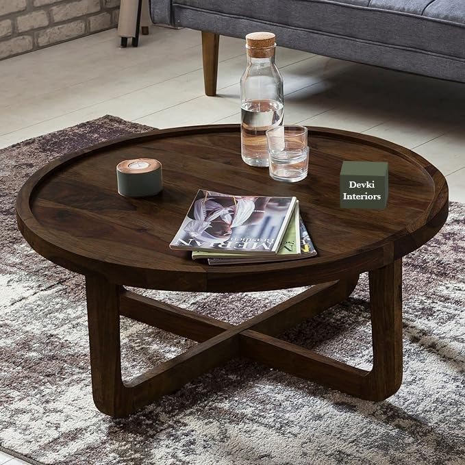 DEVKI INTERIORS Dash Round Coffee Table for Living Room, Bedroom ...
