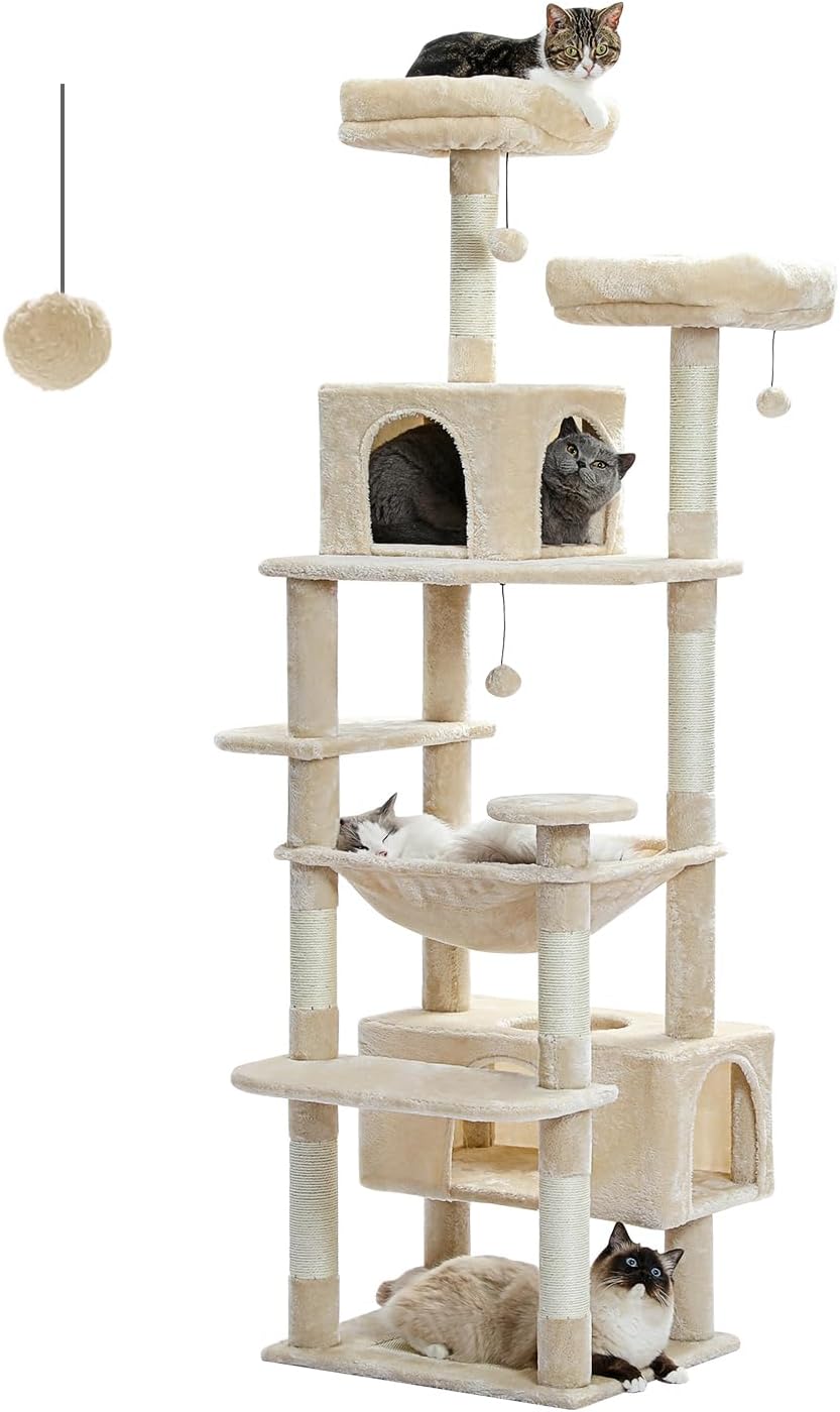 PAWZ Road Large Cat Tree, 184cm Cat Tower for Large Cats, Cat Condo ...