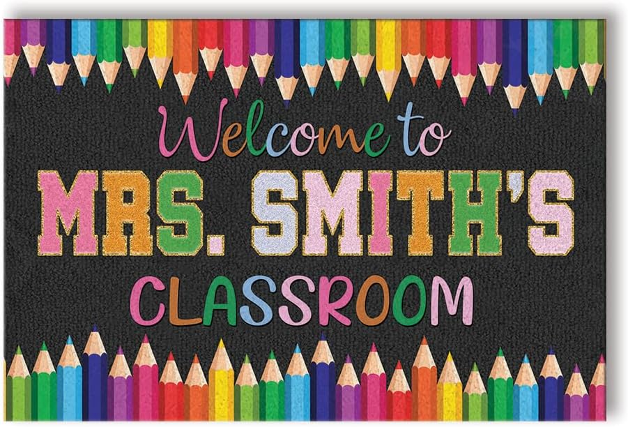 Amazon.com: Sweetee Personalized classroom welcome mat, Teacher Rug ...
