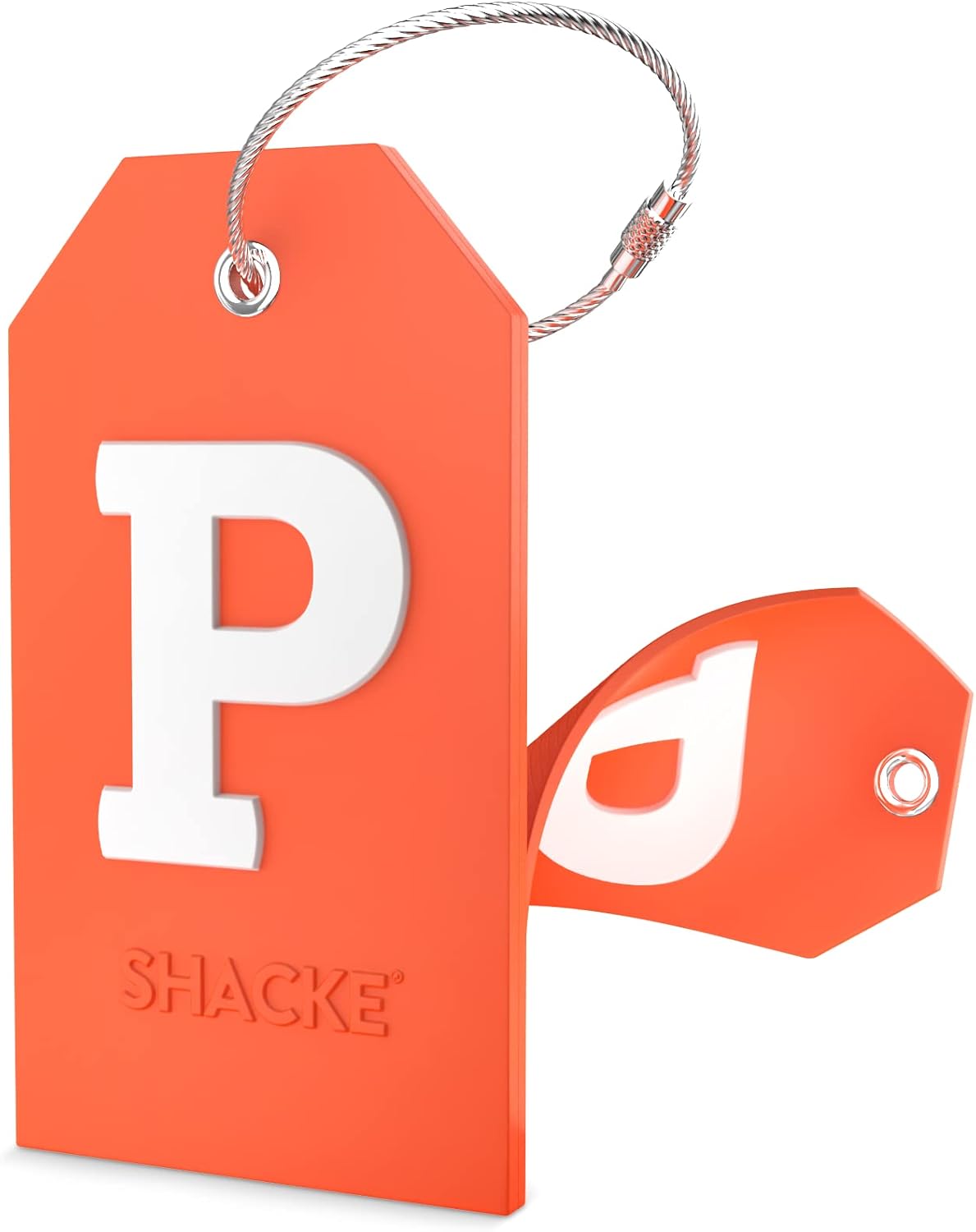 Initial Luggage Tag with Full Privacy Cover and Stainless Steel Loop ...