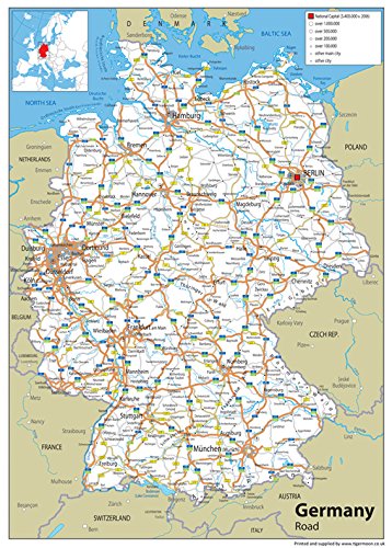 Germany Road Map - Paper Laminated - A1 size 841 x 594mm (APPROX ...