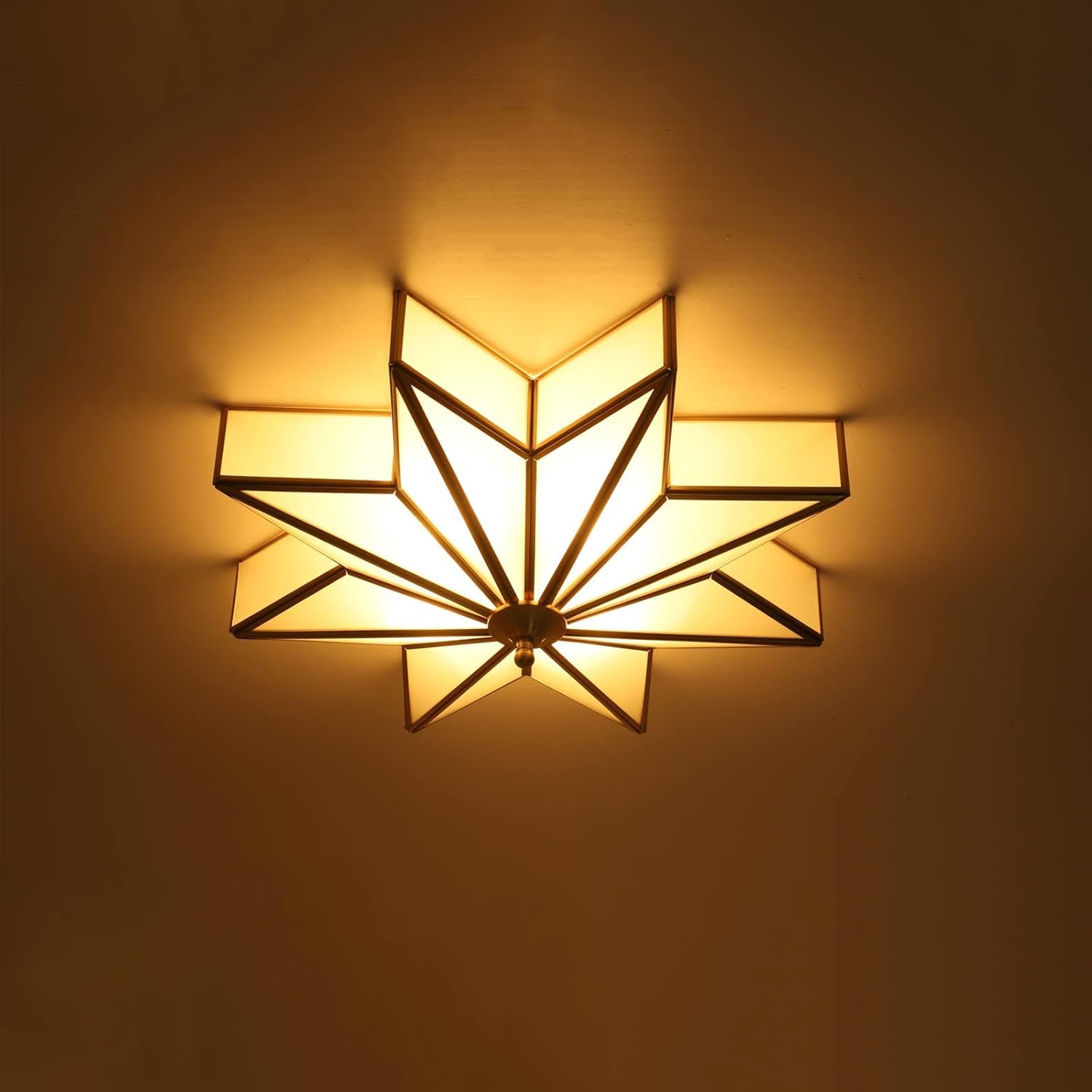 Amazon.com: MIXL-Mid Century Glass Ceiling Light Fixture, Brass Flush ...