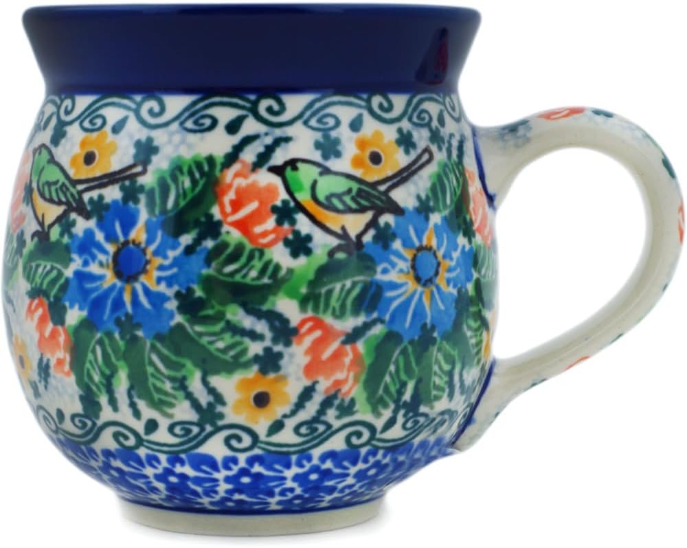 Amazon.com | Authentic Polish Pottery Bubble Mug 8 oz in Summer Wreath ...