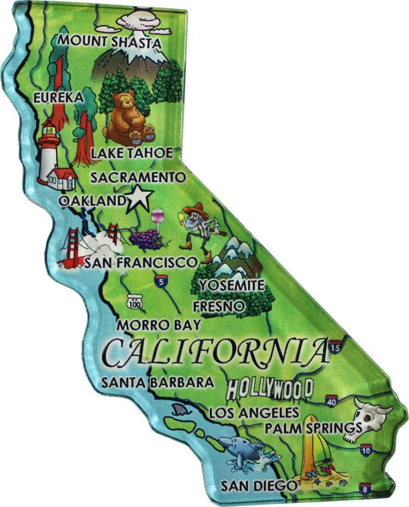 Amazon.com: California - Acrylic State Map Refrigerator Magnet : Home ...