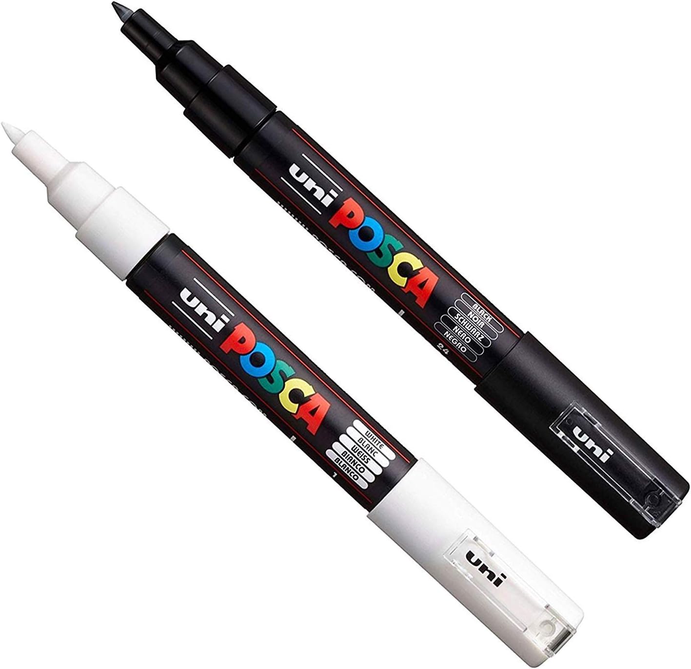 Amazon.com: posca Authentic Marker Set, 2 White & Black Professional ...