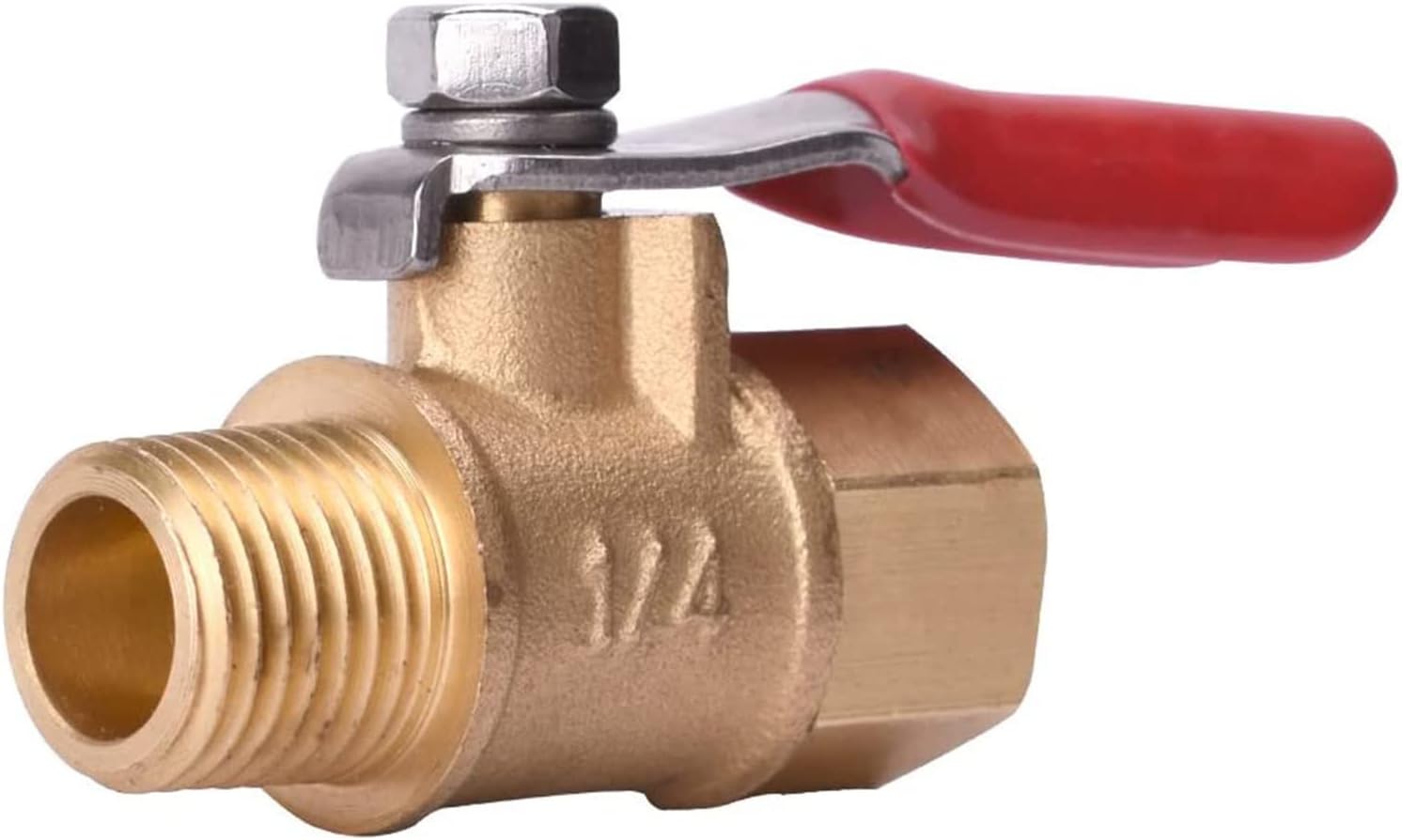 Ball Valve, Brass Shut-Off Ball Valve Red Lever Handle 1/4" 3/8" 1/2 ...