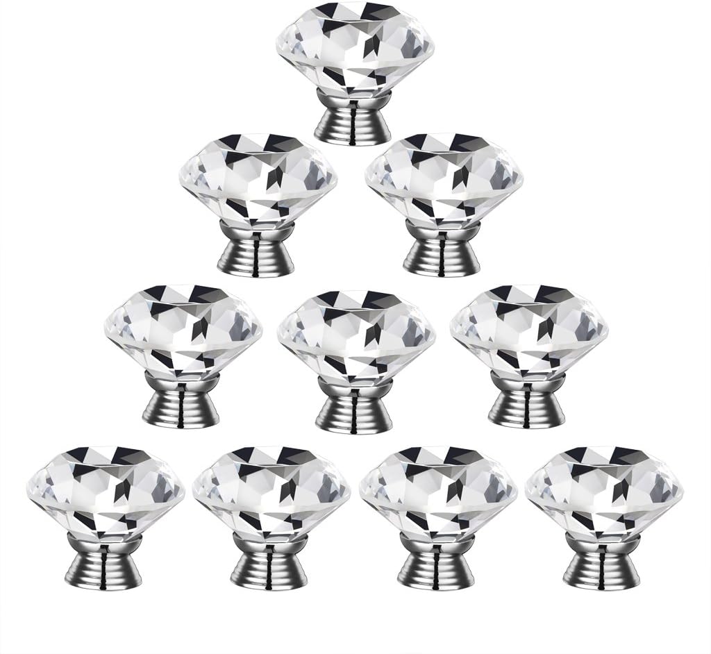 Fu Store Diamond Shape Crystal Glass Knob, 30mm (10 Pieces) - Amazon.com