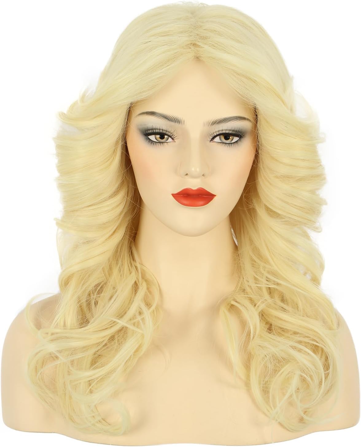 karlery Women 70s Long Blonde Wave Feathered Wig Disco Singer Vintage ...