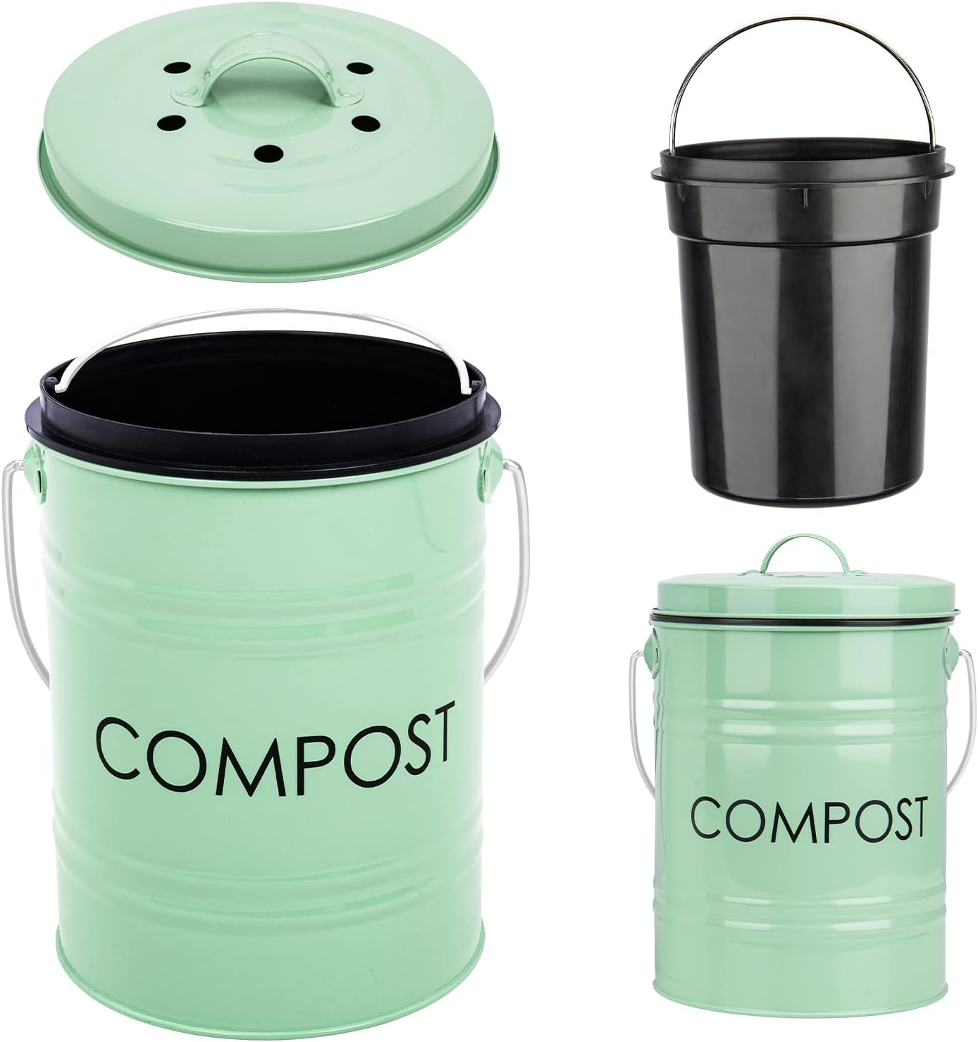 Amazon.com: Norpro Ceramic Floral Blue/White Compost Keeper, 3-Quart ...