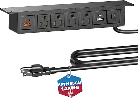 Amazon.com: Under Desk Power Strip with Switch, 8 in 1 Mountable Power ...