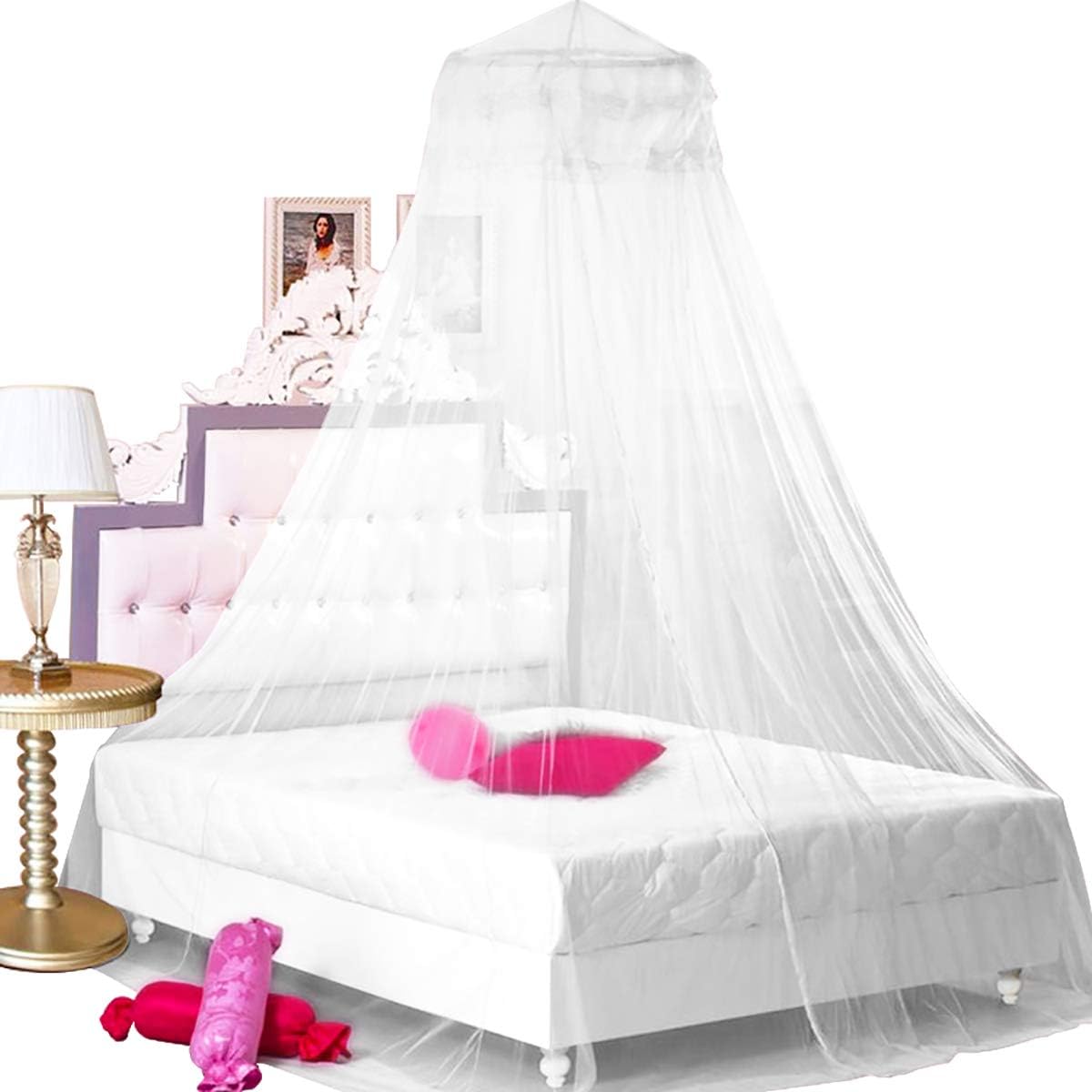 Amazon.com: BCBYou Pink Princess Bed Canopy Netting Mosquito Net Round ...