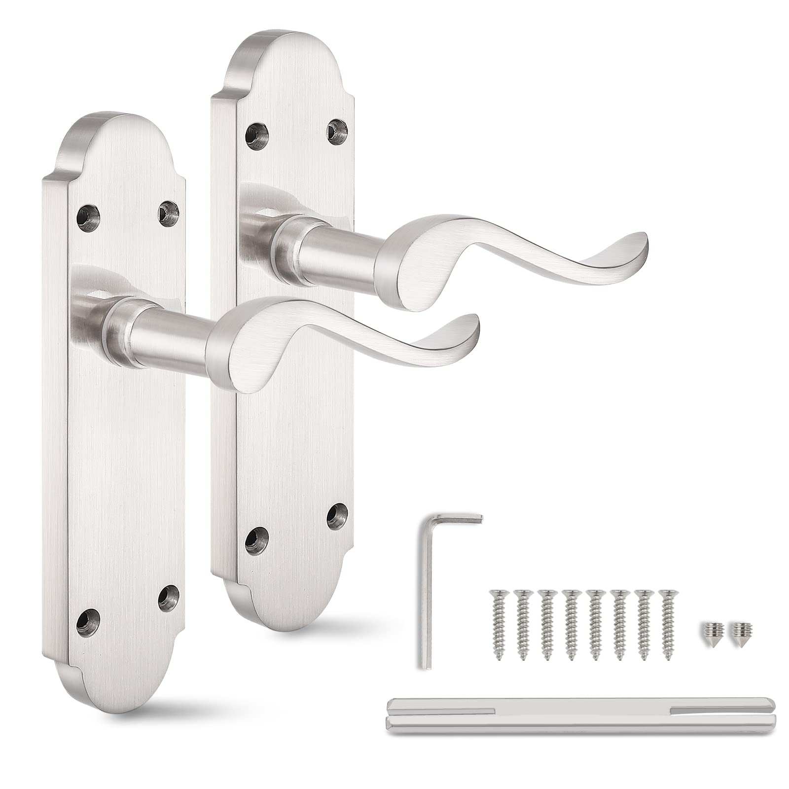 Probrico Door Handle Internal, Brushed Nickel Door Handle on Backplate ...