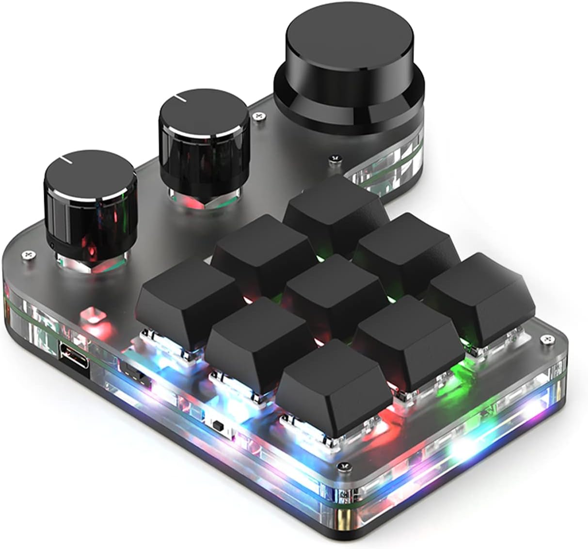 Amazon.com: One Handed Programmable Mechanical Keyboard, 9 Keys 3 Knobs RGB Programmable Macro ...