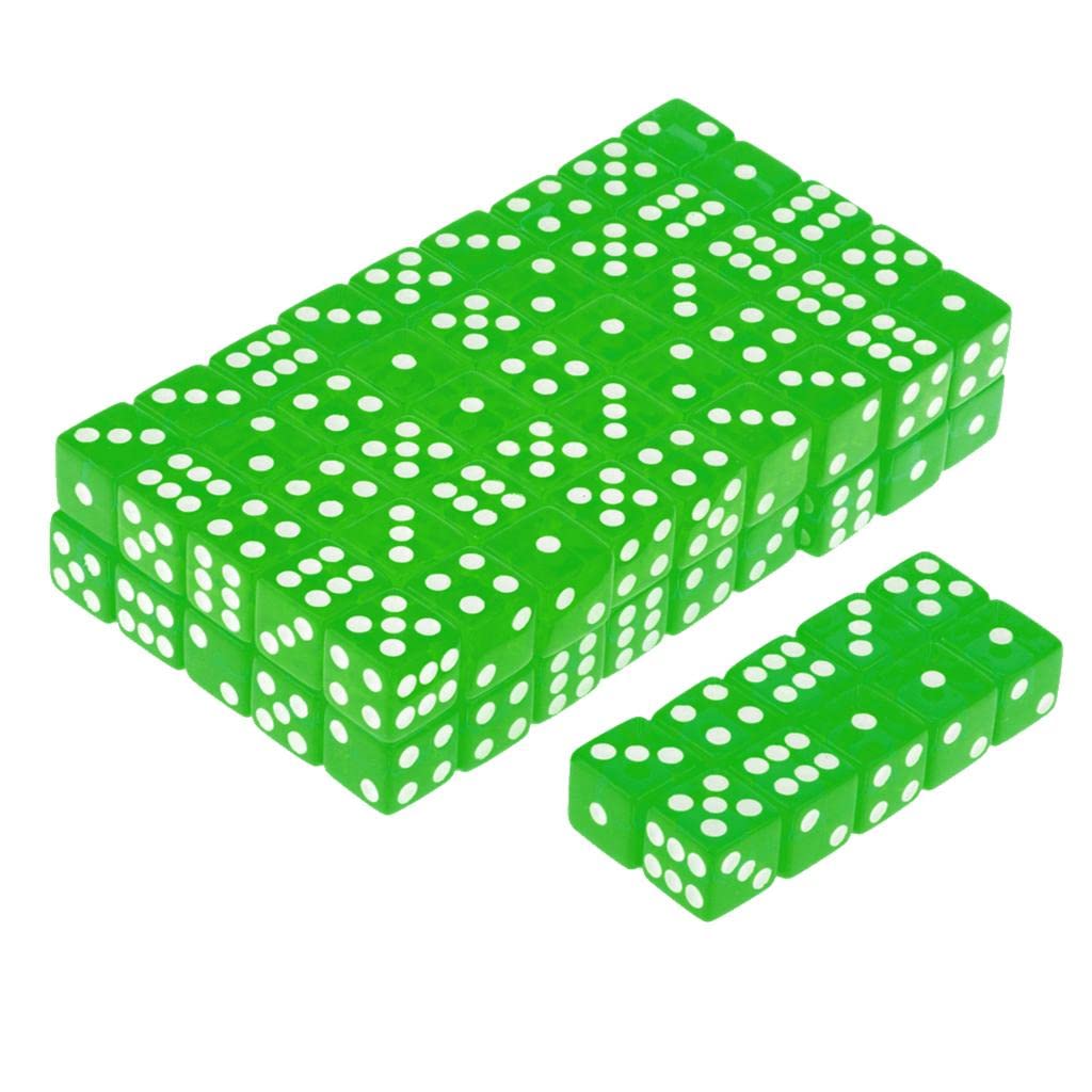 JAZZY PEARLS 100 x Translucent 16mm Six Sided Spot Dice RPG Games Green ...