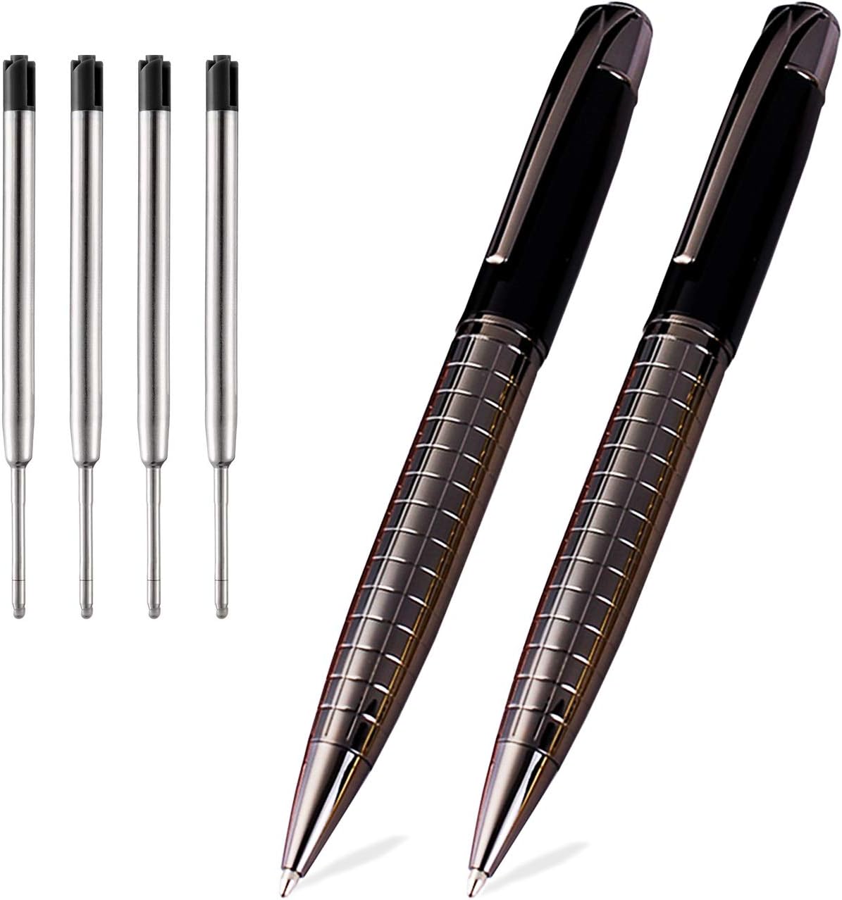Ballpoint Pens, Business Black Ink Pens Retractable Stainless Steel ...