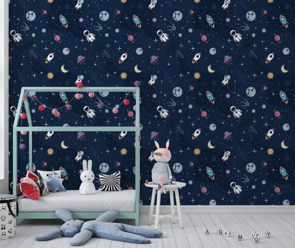 Buy Muravie - Space Themed Kids Wallpaper, Planets Astronaut Space Peel ...