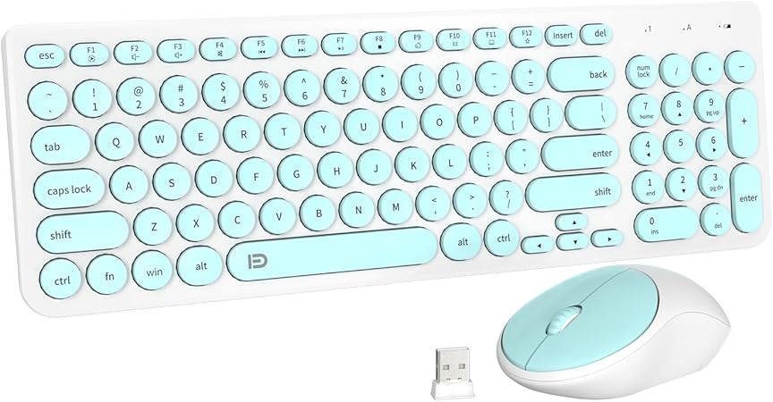 Wireless Keyboard and Mouse Combo, FD iK6630 2.4GHz Cordless Cute Round ...