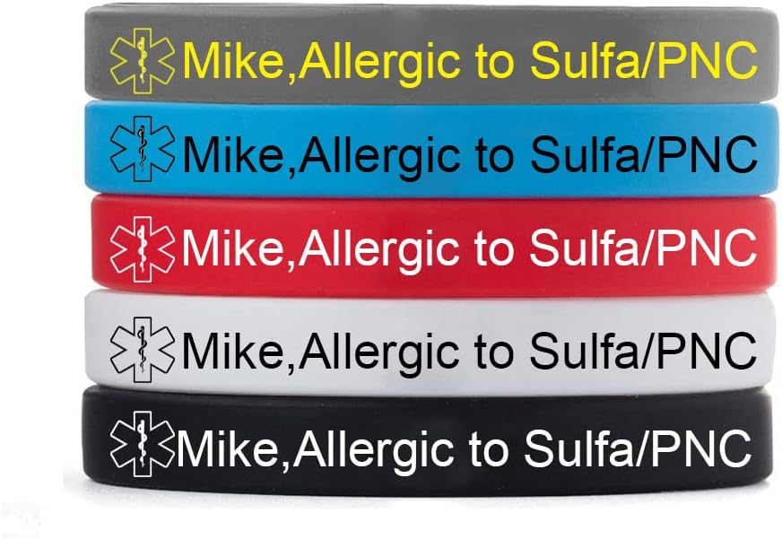 Amazon.com: MZZJ 5 PCS Set-Free Engraved Medical Alert ID Silicone ...