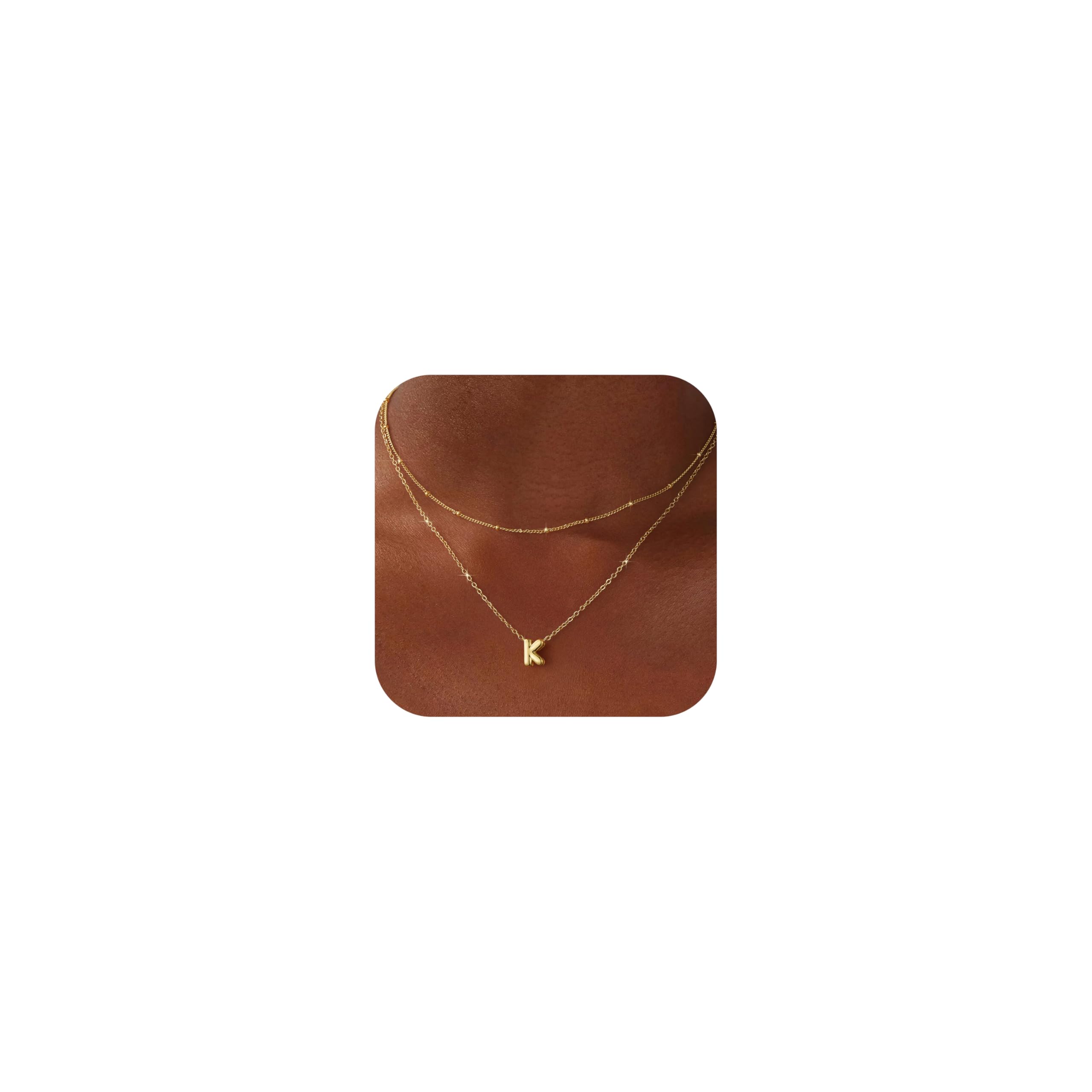 Snapklik.com : Bubble Letter Necklace Layered Initial Necklaces For ...