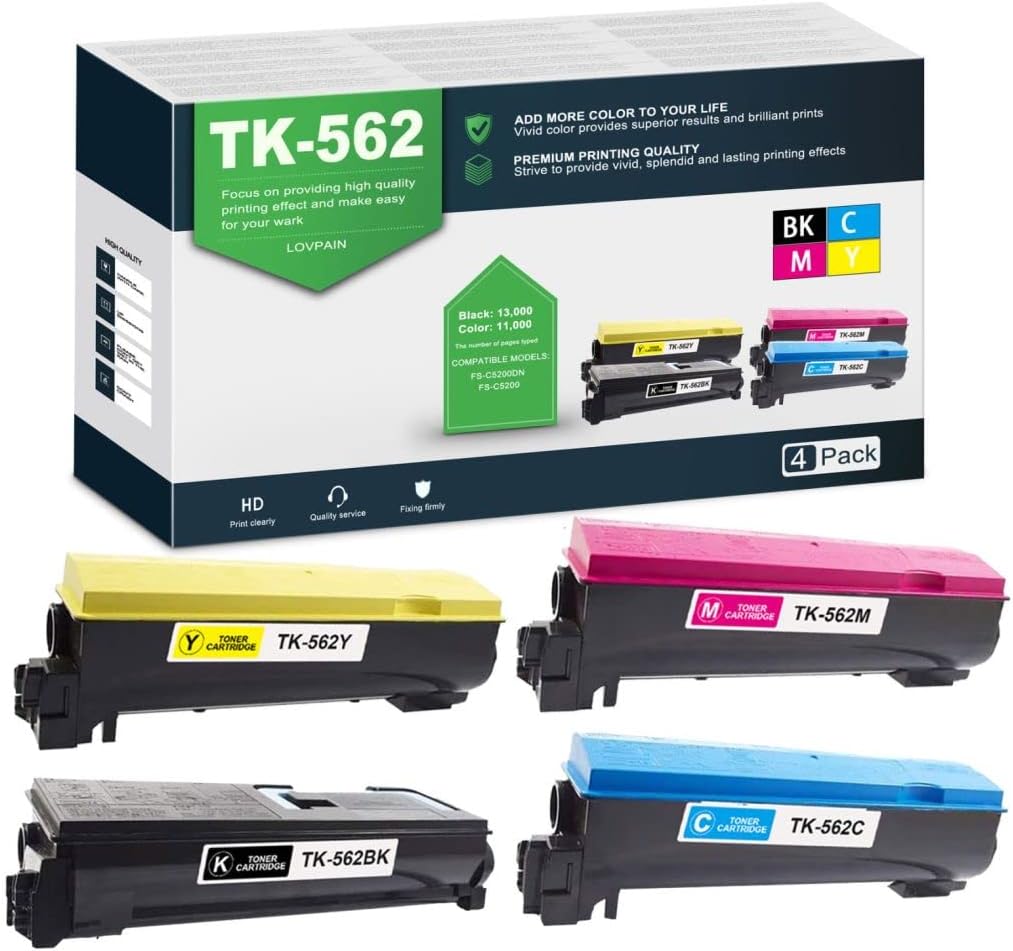 Amazon.com: LOVPAIN 4-Pack(1B+1C+CM+1Y) TK-562 1T02HM0US0 1T02HMCUS0 ...