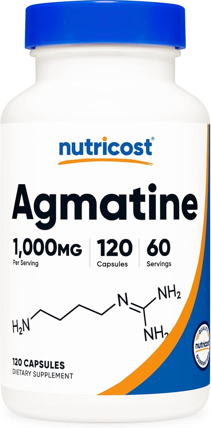 Nutricost Sulfato de agmatina 1000 mg, 120 cápsulas, sin gluten, sin ...