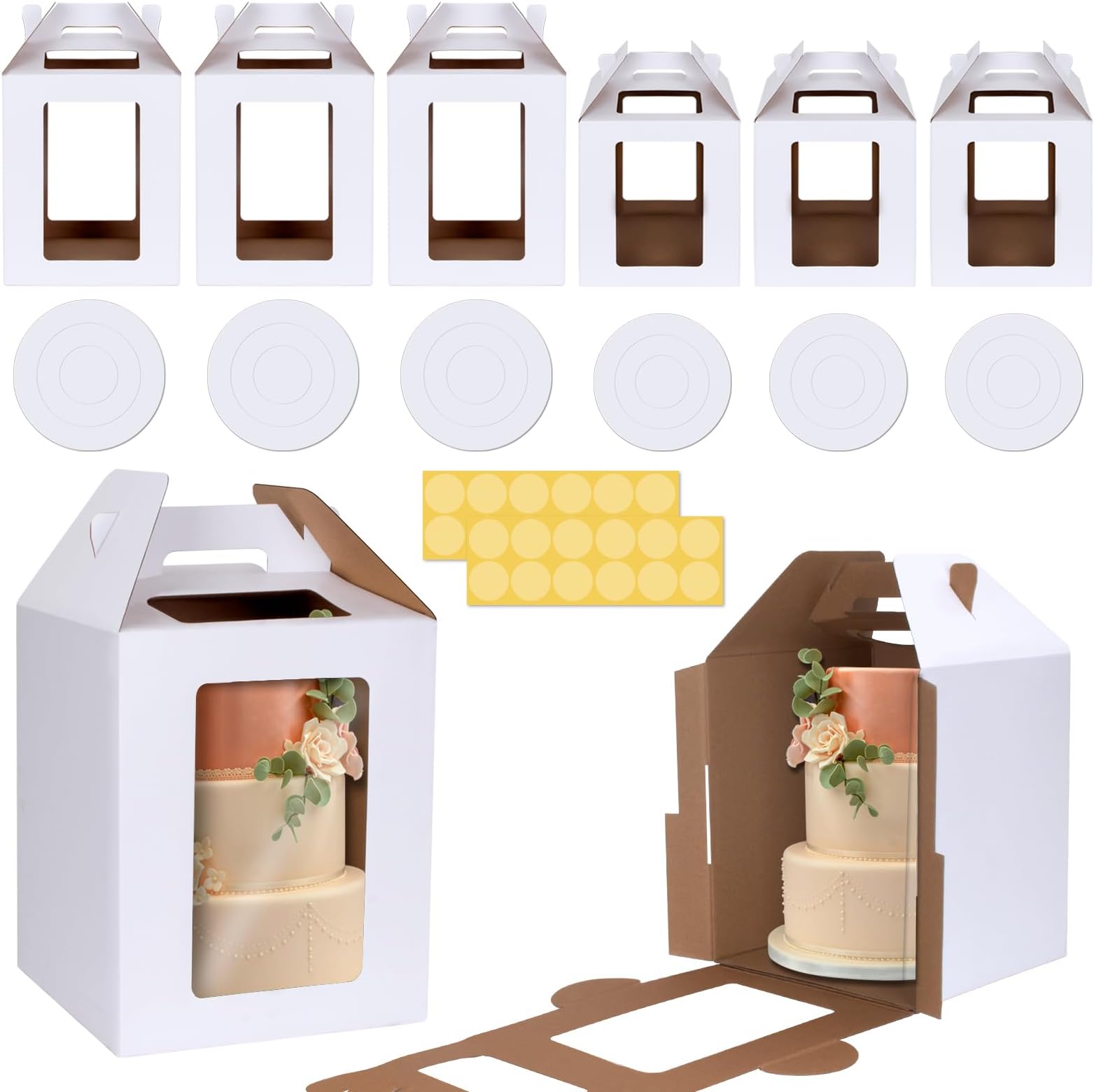 Amazon.com: Paremmin 4Pcs 10x10x12inch Tall Cake Boxes with 4 Windows ...
