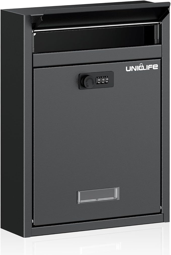 Uniclife Wall Mount Mailbox for Outside, Large Locking Mailbox with ...