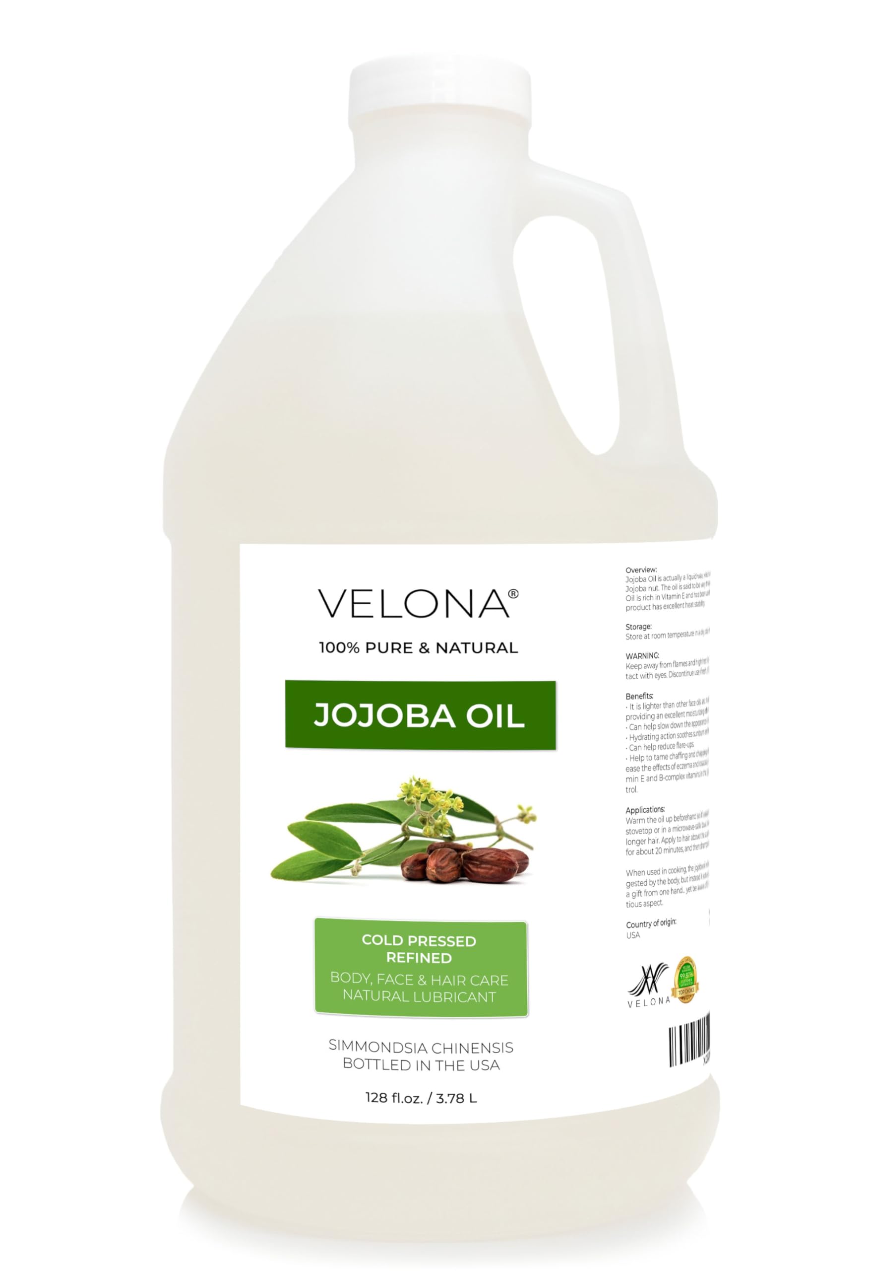 Amazon.com : velona Jojoba Oil 1 Gallon / 128 Fl Oz | 100% Pure and ...