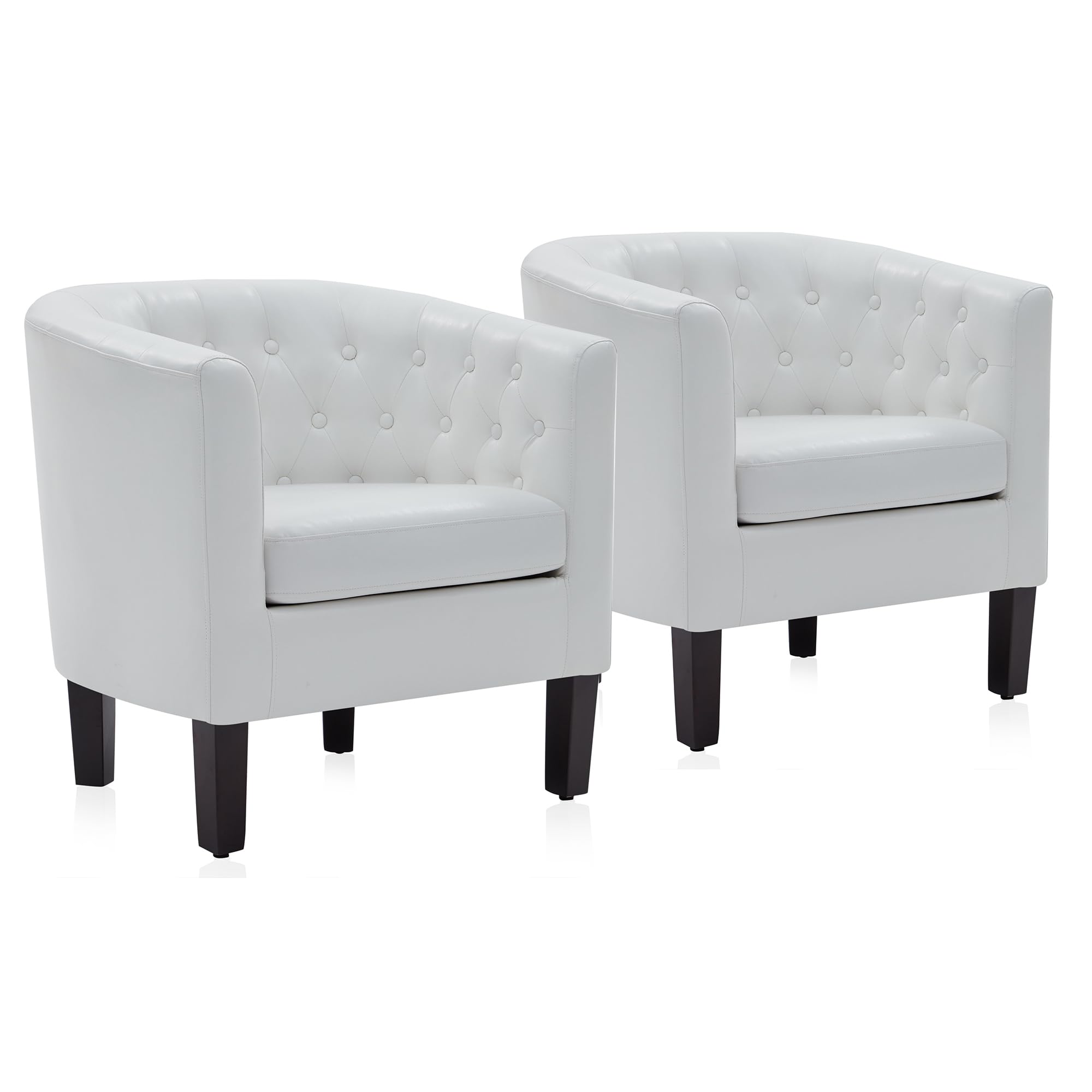 Amazon.com: BELLEZE White Accent Chairs for Living Room, Set of 2 ...
