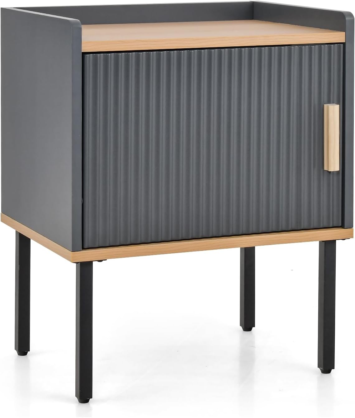 COSTWAY Bedside Table, Wooden Nightstand Sofa Side Table with Single ...