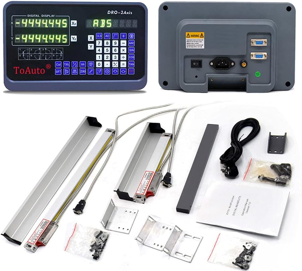 TOAUTO 14'' & 28'' 2 Axis Digital Readout TTL Linear Glass Scale Lathe ...