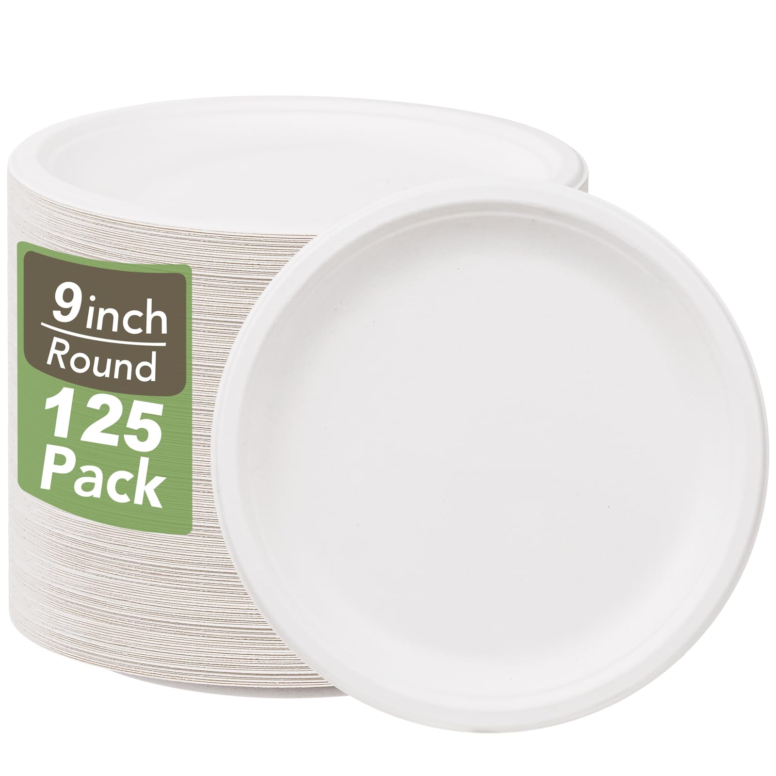 Amazon.com: WELLIFE 100% Compostable Paper Plates 9 Inch, 125-Pack ...