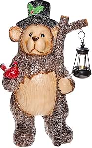 Amazon.com: The Lakeside Collection Bear Statue with Solar Lantern ...
